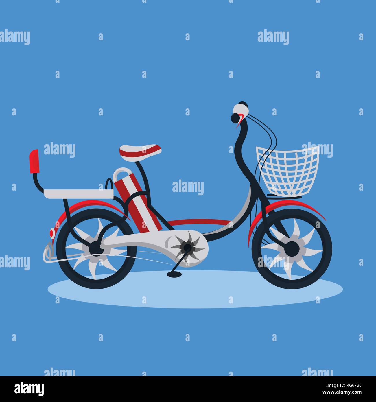 city retro bicycle vintage style bike blue background flat Stock Vector ...