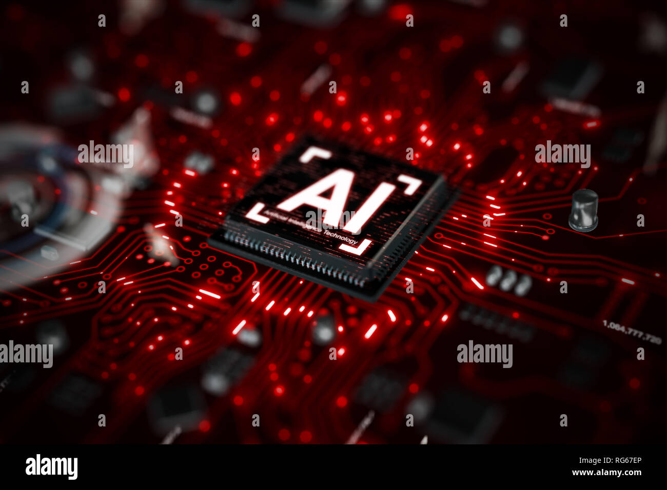 3D render AI artificial intelligence technology CPU central processor ...
