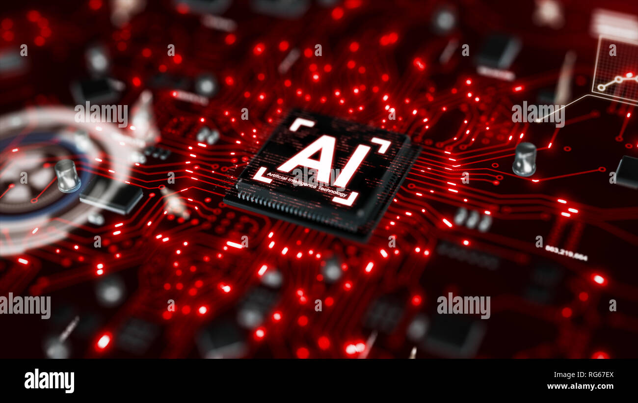 3D render AI artificial intelligence technology CPU central processor ...