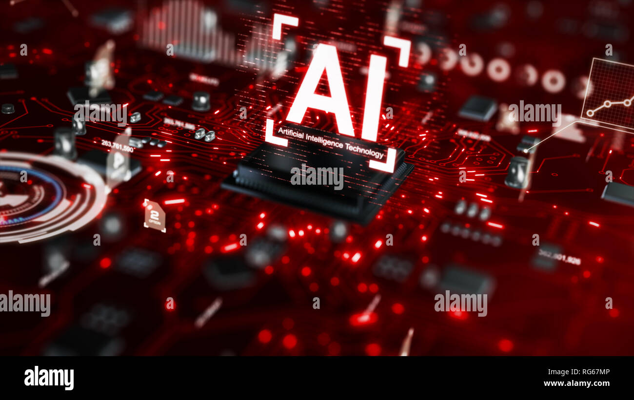 3D render AI artificial intelligence technology CPU central processor ...