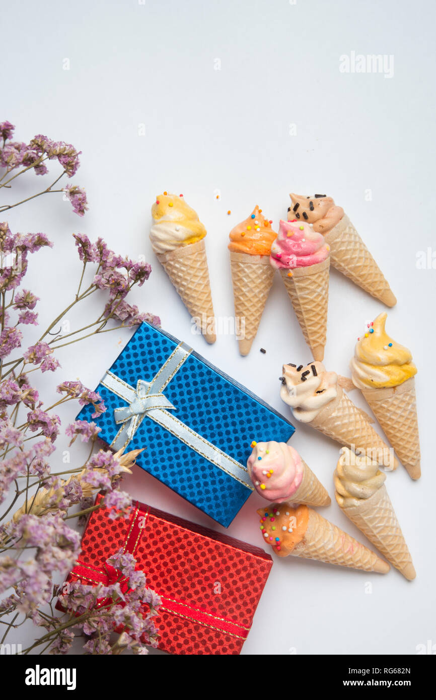 Model of ice cream on white floor Stock Photo - Alamy