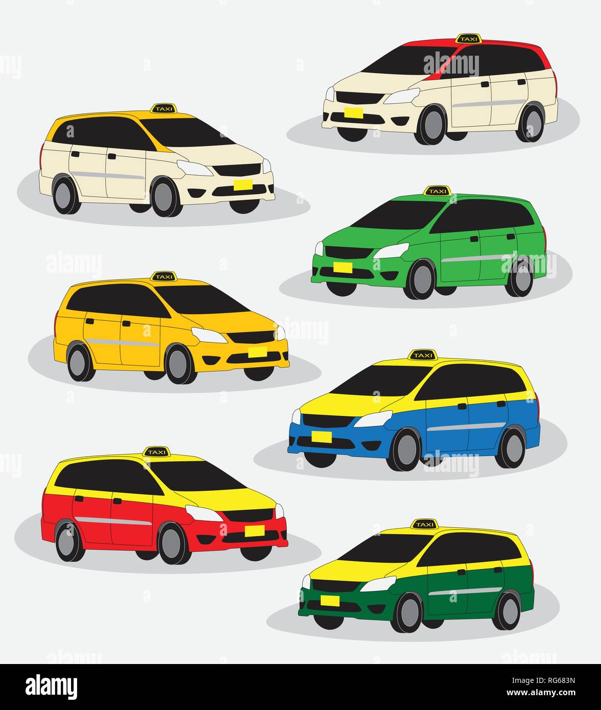 Set of MPV Taxi car vector and illustration Stock Vector Image & Art ...