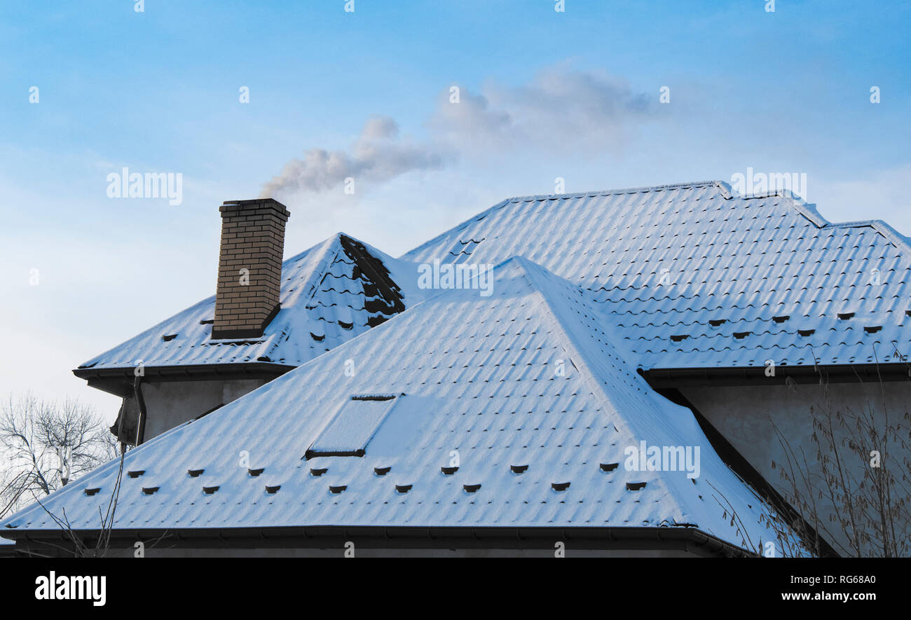 Brick chimney roof tiles hi-res stock photography and images - Alamy