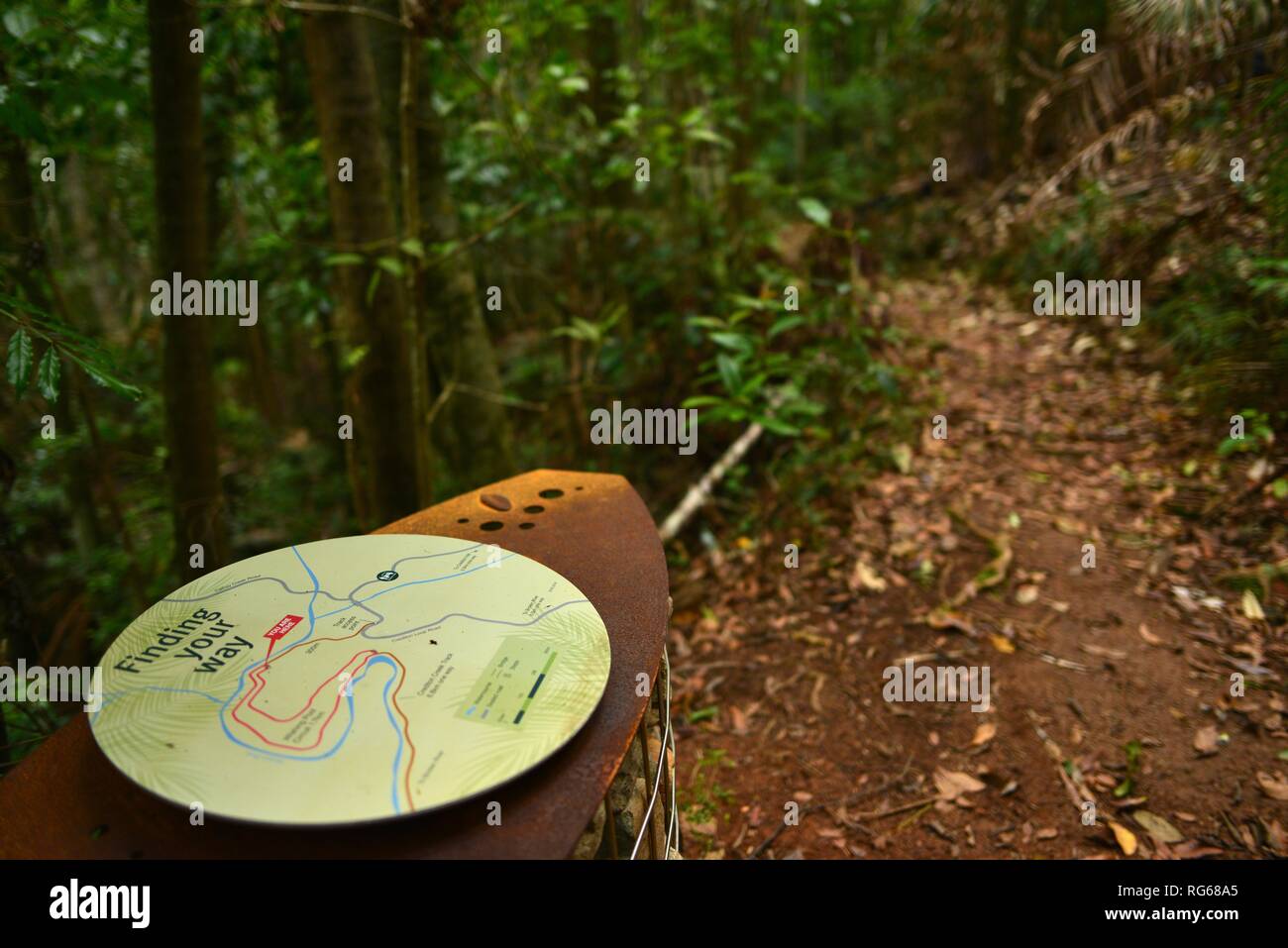 A finding your way information sign on the wishing circuit, Eungella ...