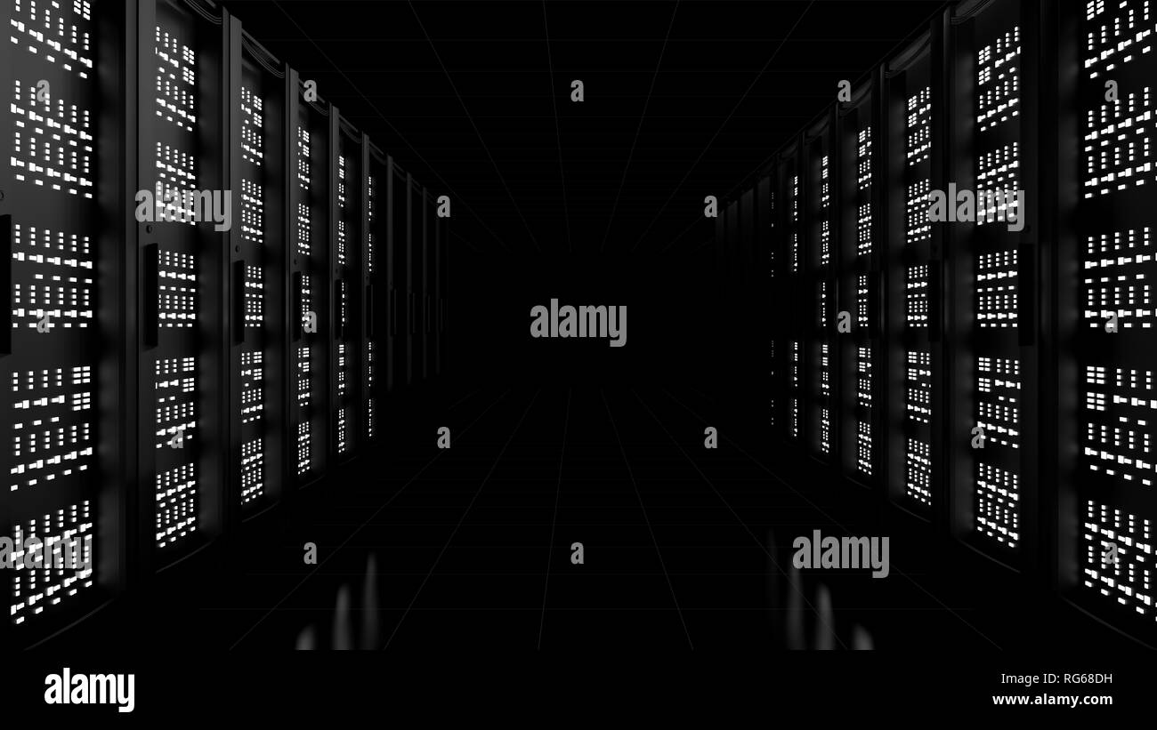 Network workstation servers on dark background Stock Photo - Alamy