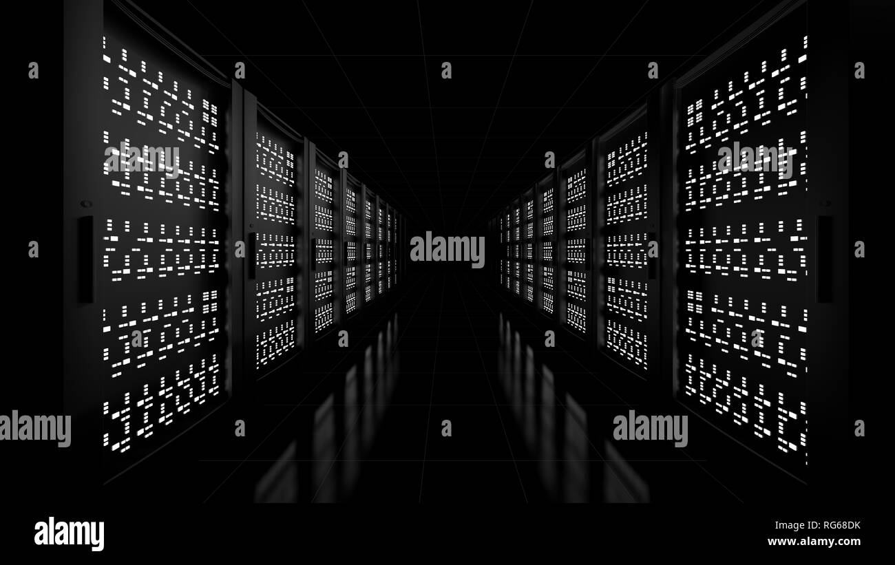 Network workstation servers on dark background Stock Photo - Alamy