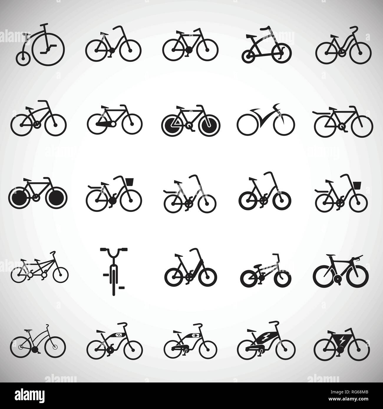 Bicycle icons set on white background for graphic and web design ...
