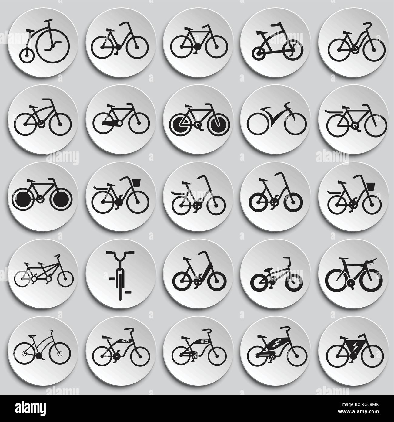 Bicycle icons set on plates background for graphic and web design ...