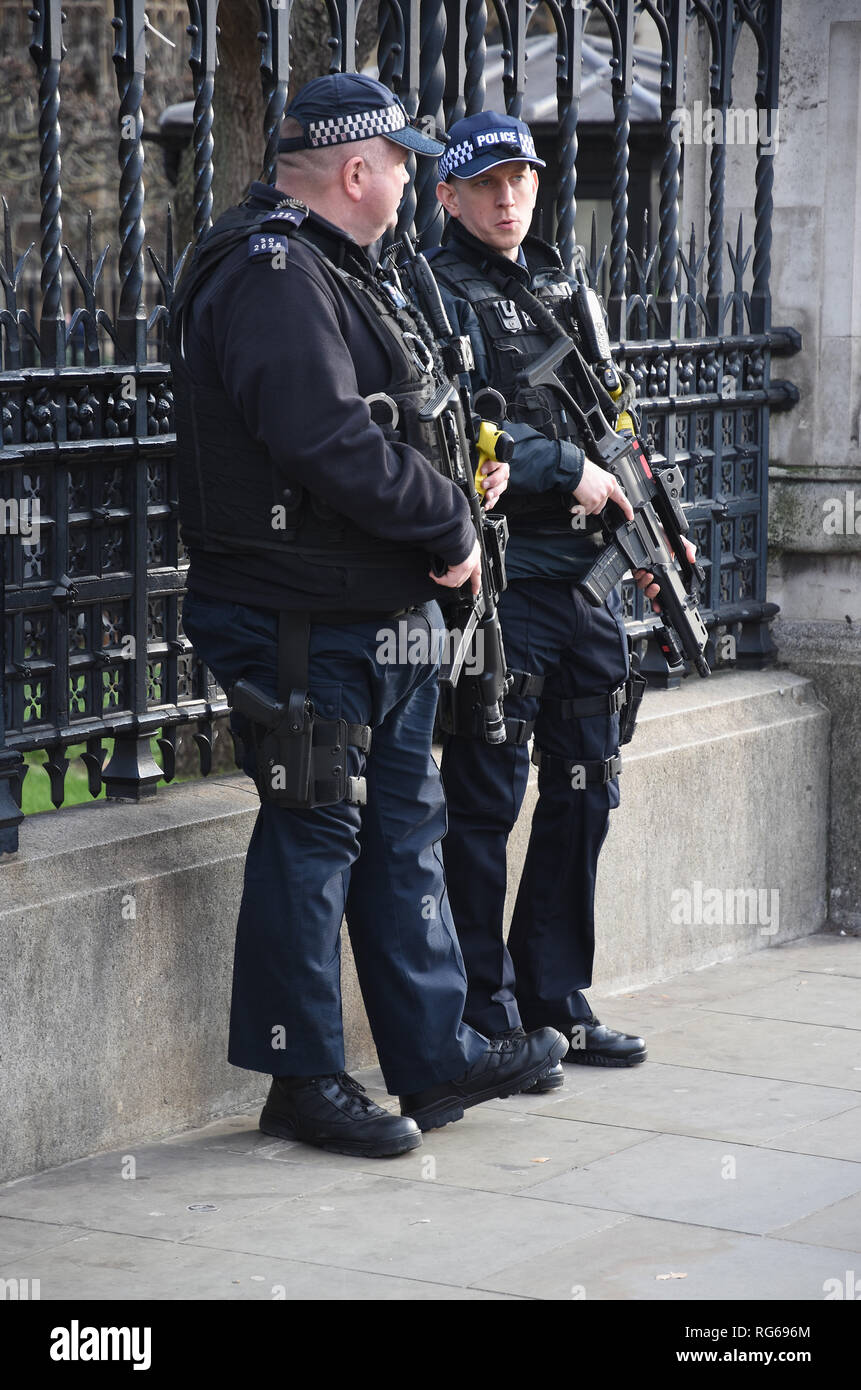 Police officers guarding the houses of parliament hi-res stock ...