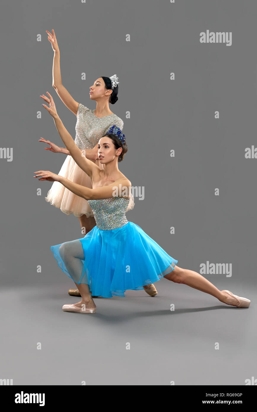 Two beautiful young ballerinas posing hi-res stock photography and ...