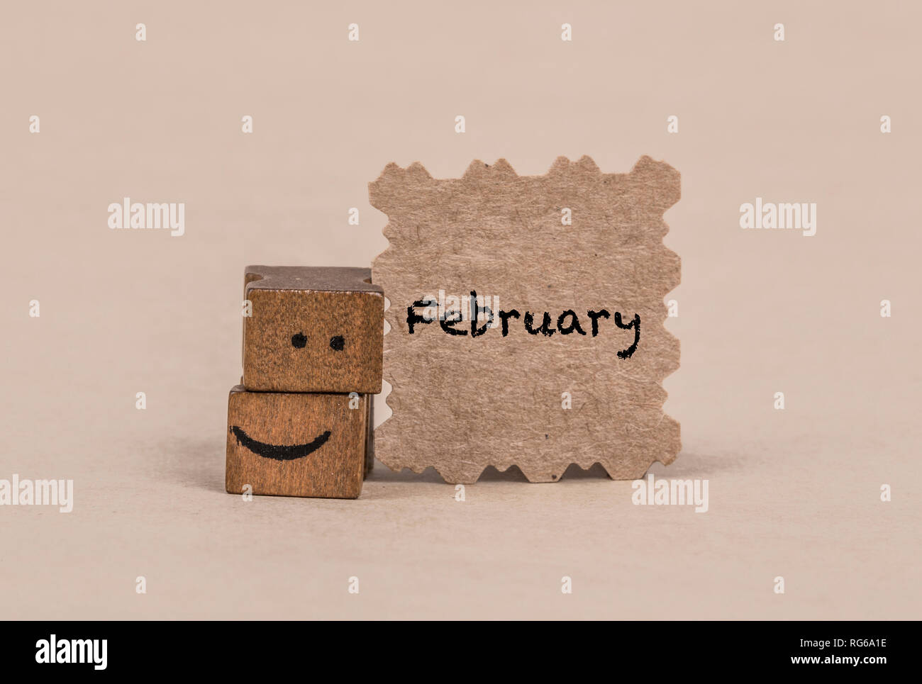 template for february with smiley face icon Stock Photo - Alamy