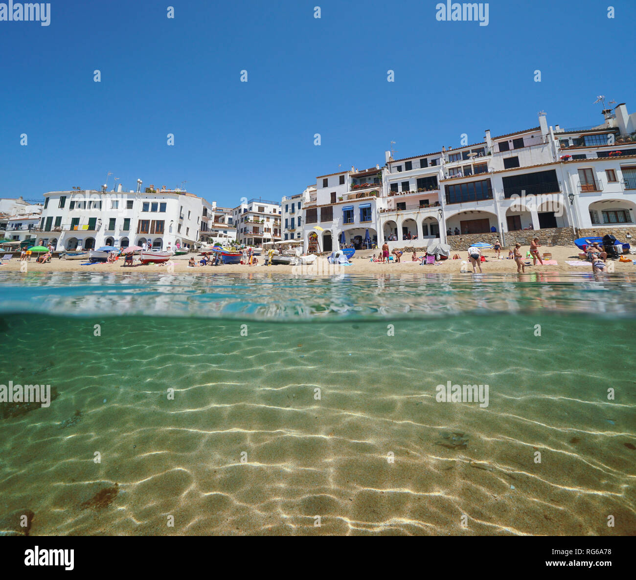 Sand beach in calella town costa brava hi-res stock photography and ...