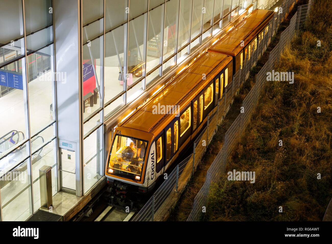 Paris, France - August 16, 2018: CDGVAL at Paris Charles de Gaulles ...