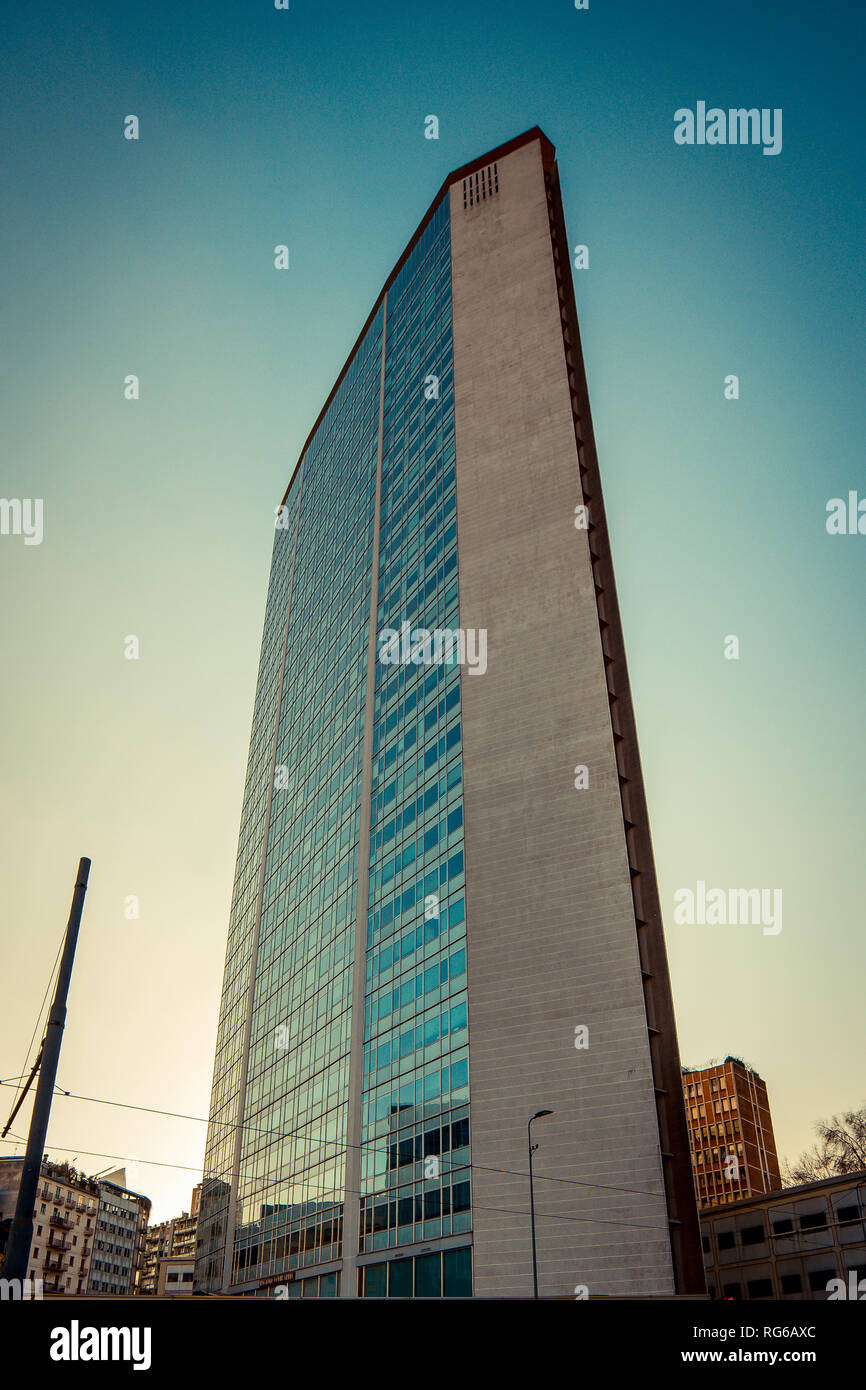 MILAN, ITALY - CIRCA JANUARY 2018: Pirelli skyscraper at Piazza Duca D ...
