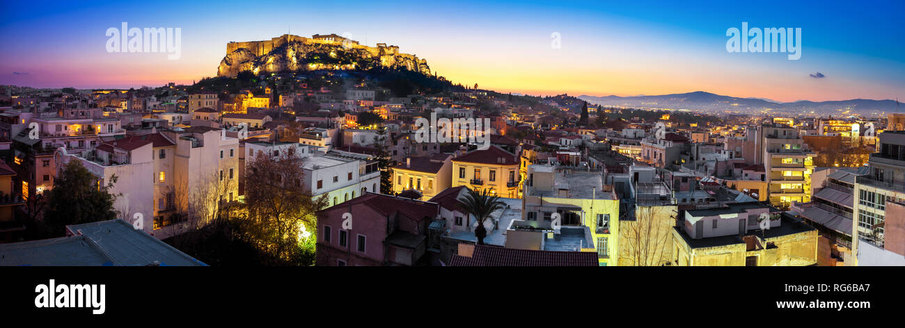 Night view of Athens, Acropolis , Greece, Europe Stock Photo - Alamy