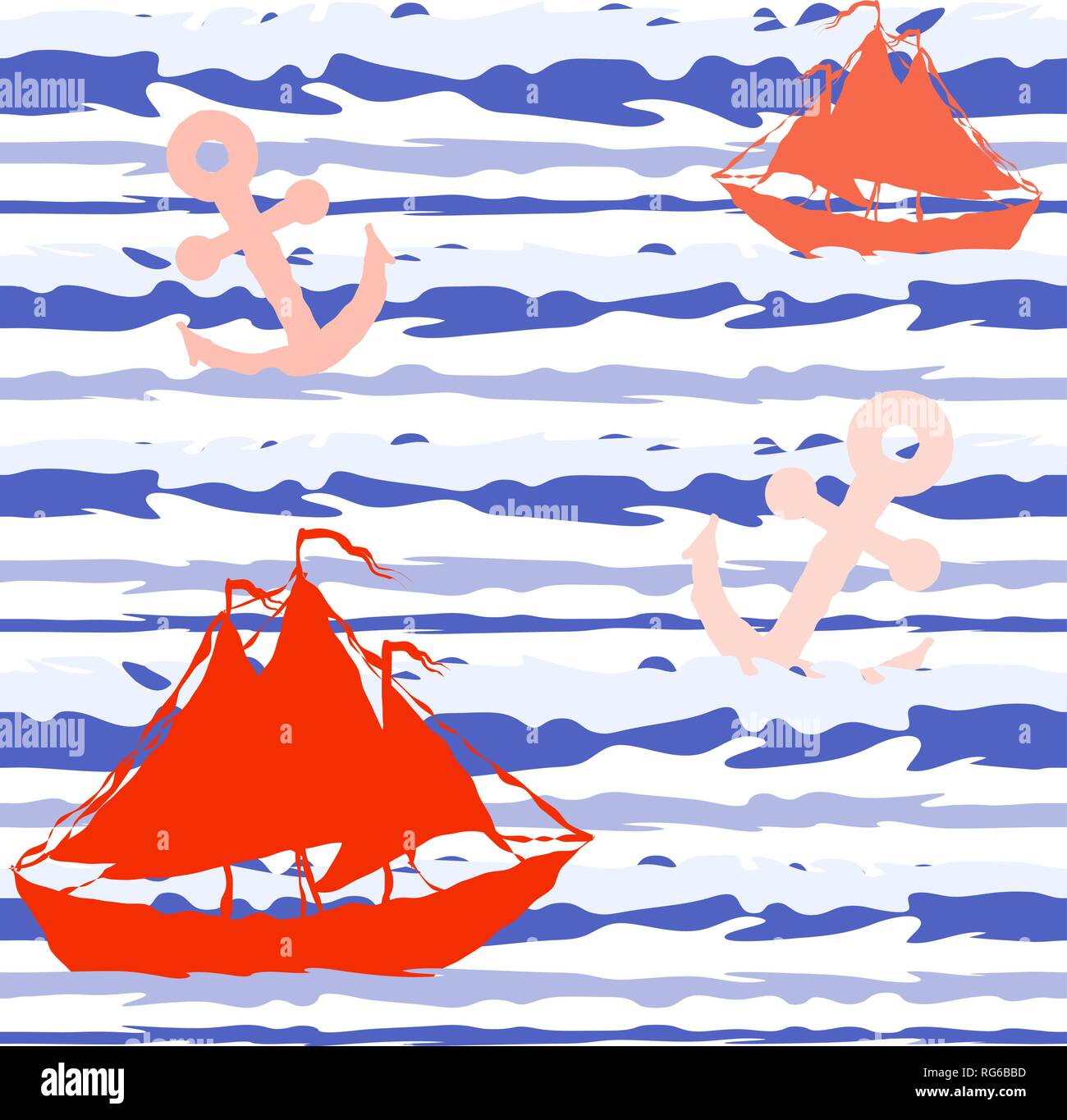 Summer sea pattern ships Stock Vector Images - Alamy