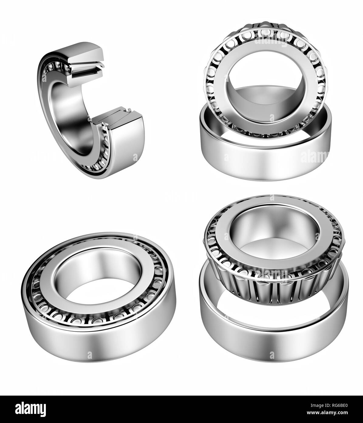 3D rendering. Automotive bearings auto spare parts. Tapered roller ...