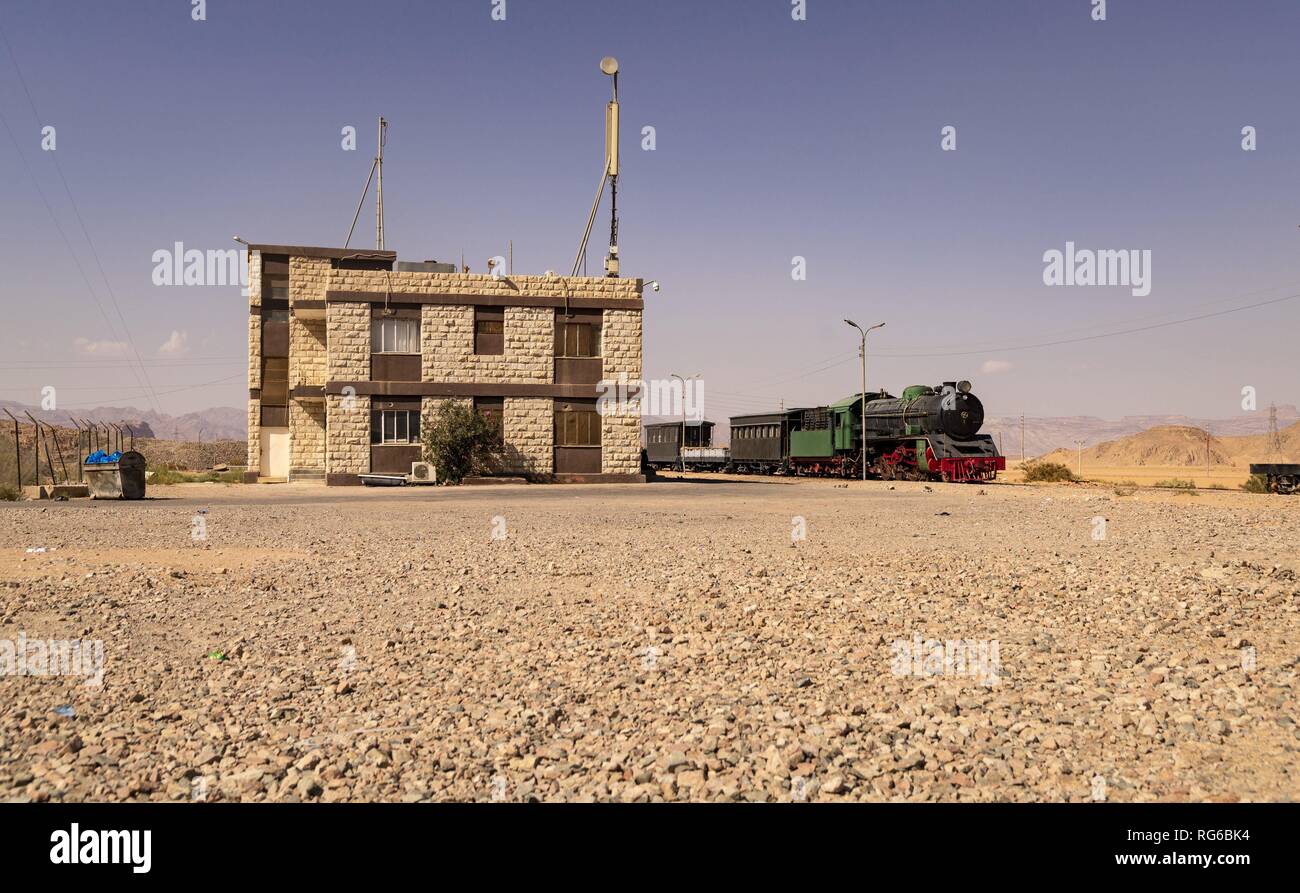 This historic train at Wadi Rum station in Jordan is used today only ...