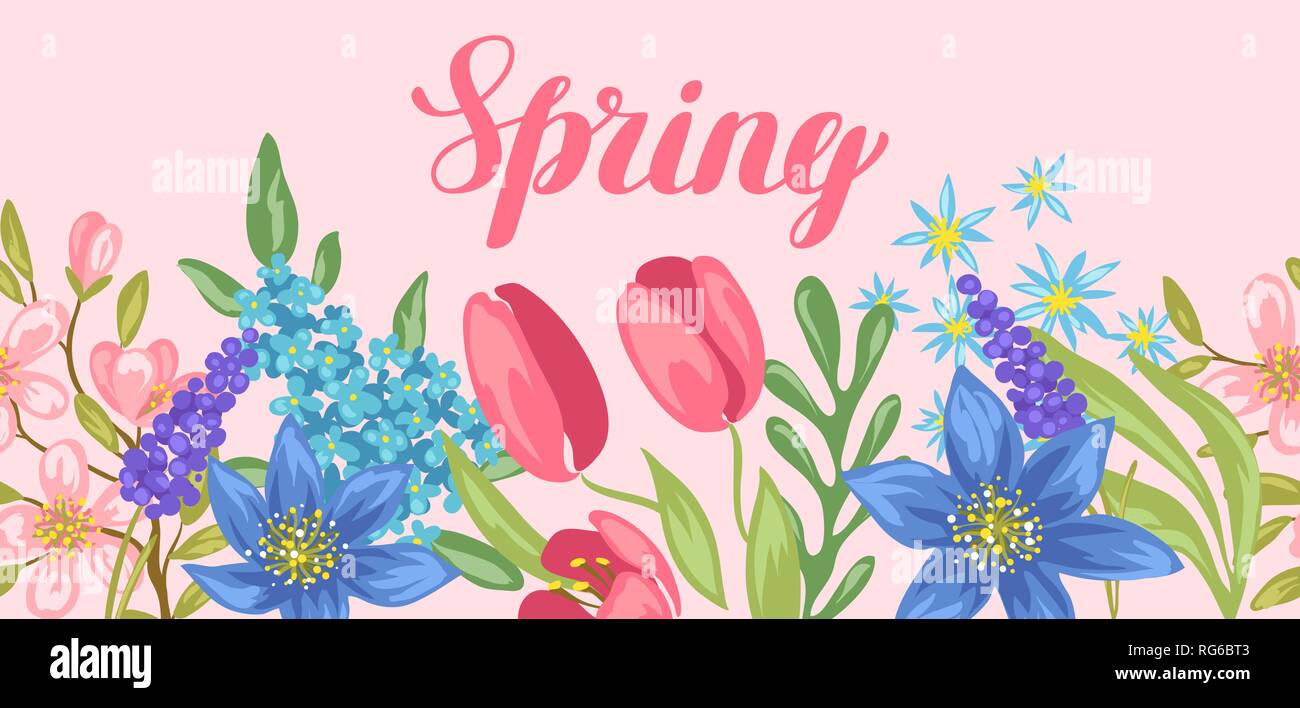 Background with spring flowers Stock Vector Image & Art - Alamy