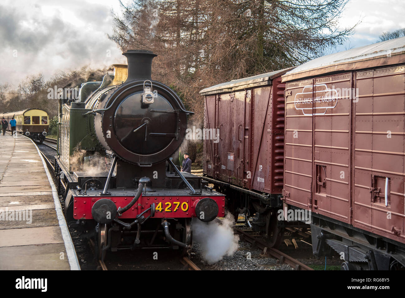 GWR tank engine on the East Lancashire railway. Rawtenstall station ...