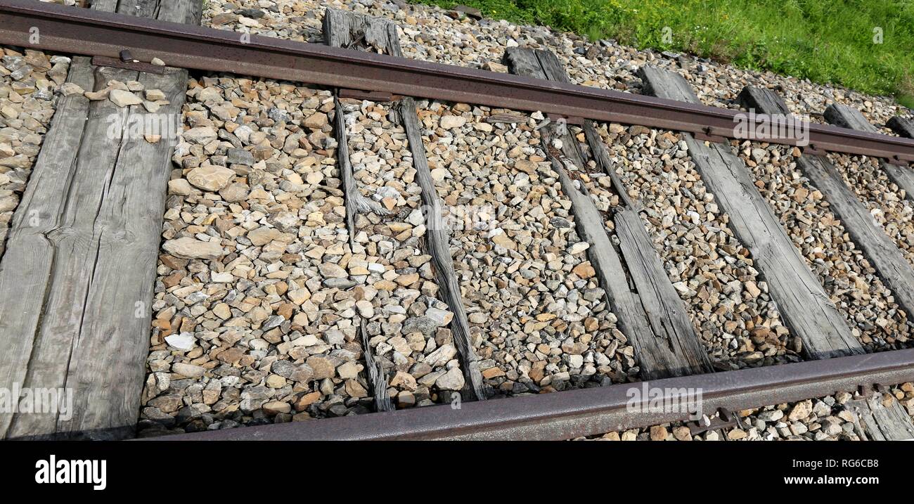 Ancient tracks of a land with all wooden sleepers Stock Photo - Alamy