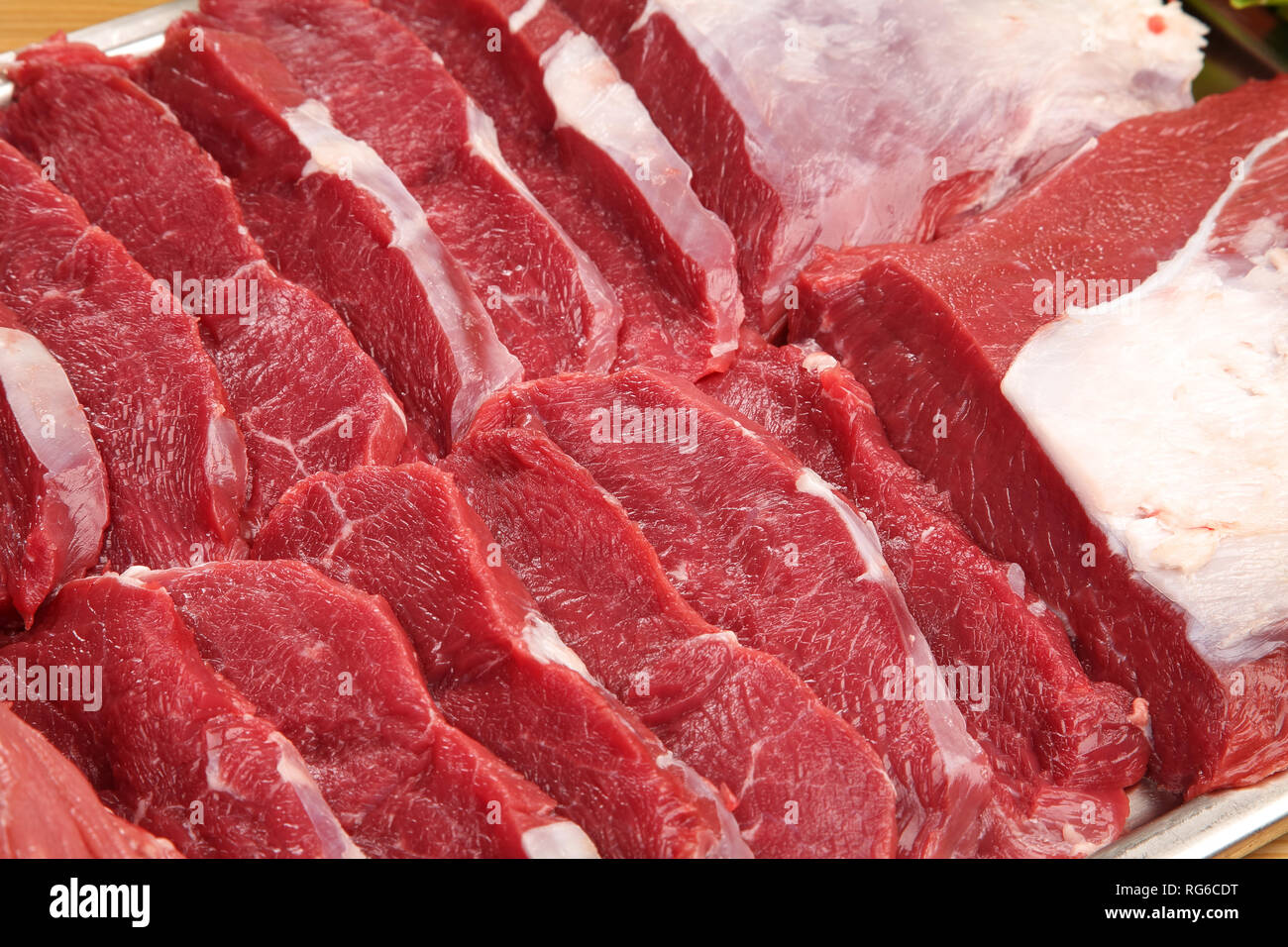 Sliced uncooked tenderloin steak, full frame Stock Photo - Alamy