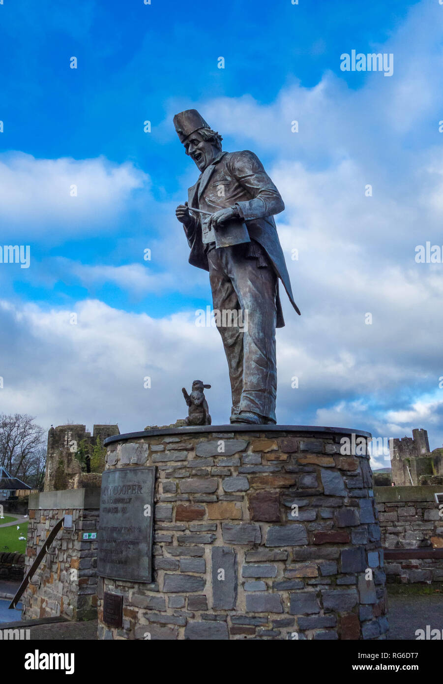 Tommy Cooper statue in his home town of Caerphilly south Wales UK ...