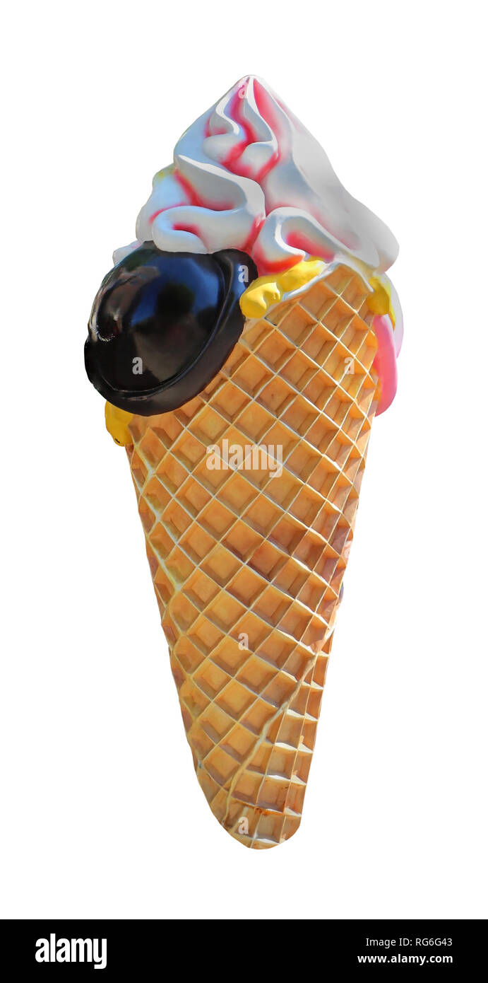 Tasty ice cream inside cone isolated on white background Stock Photo ...