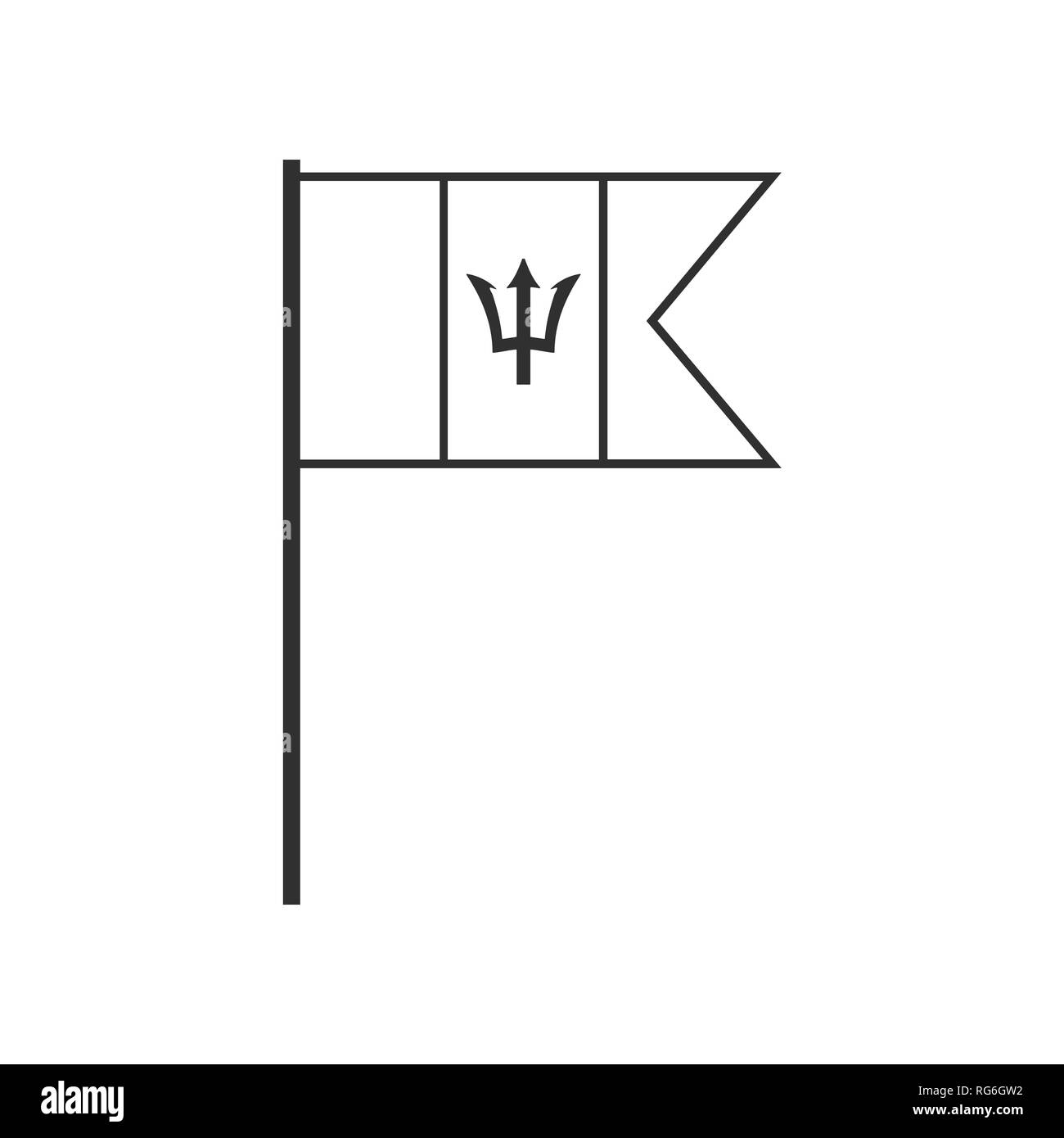 Barbados flag icon in black outline flat design. Independence day or ...