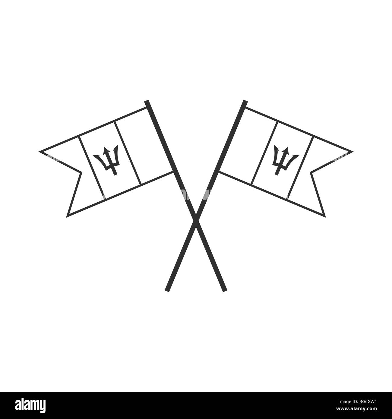 Barbados flag icon in black outline flat design. Independence day or ...