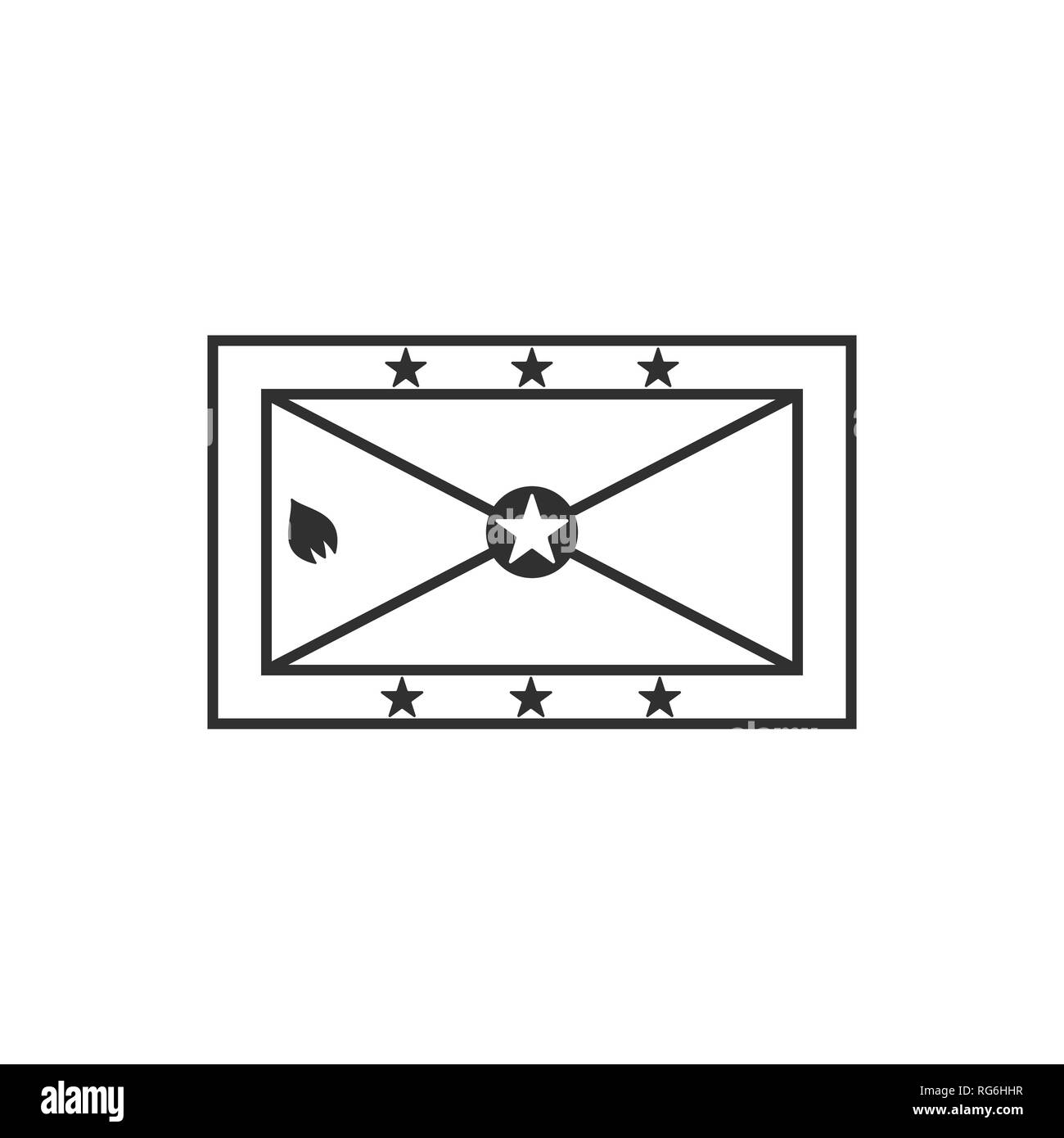 Grenada flag icon in black outline flat design. Independence day or ...