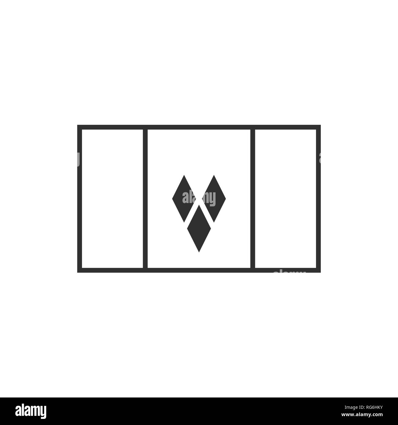 Saint Vincent and the Grenadines flag icon in black outline flat design ...