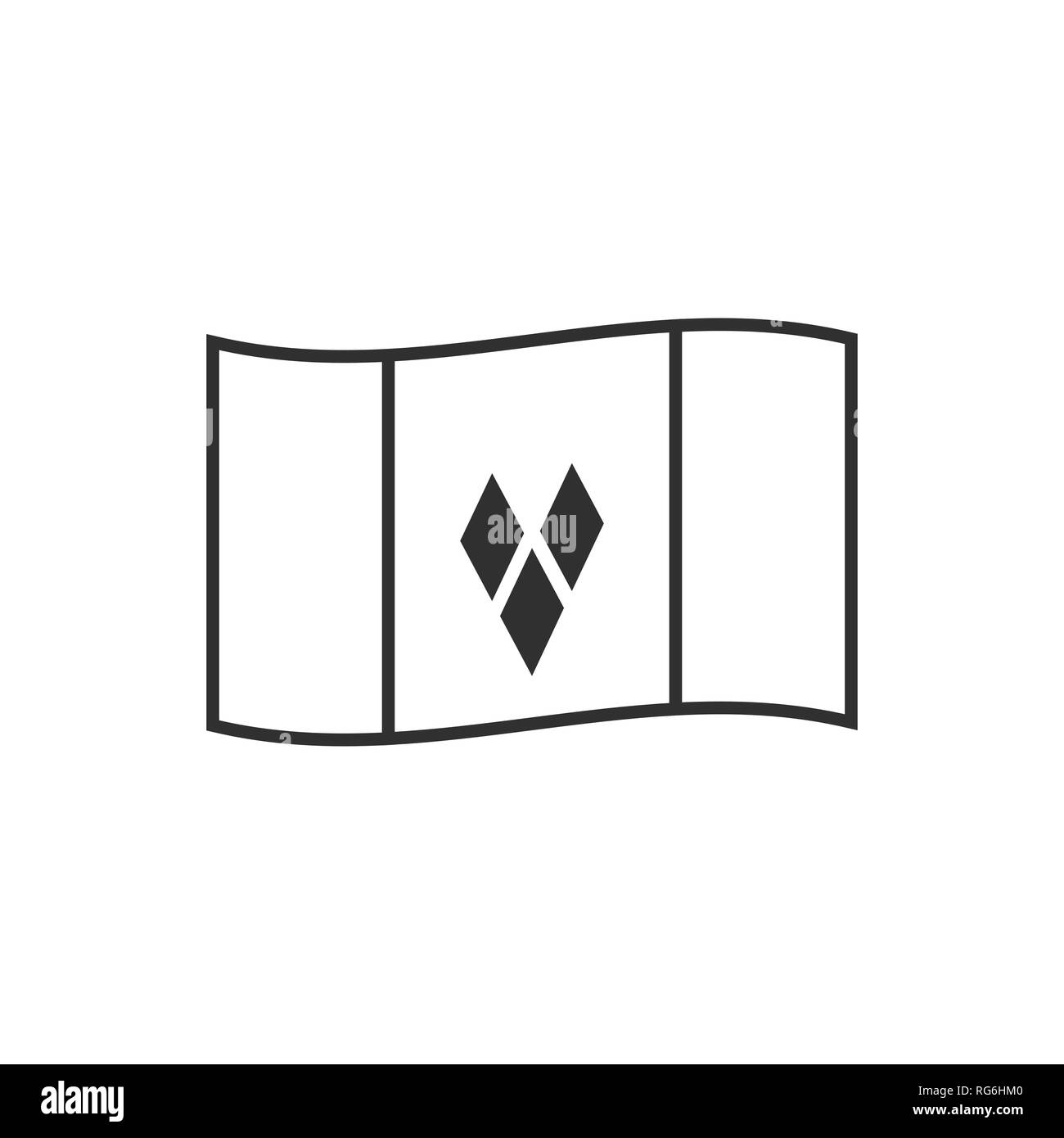 Saint Vincent and the Grenadines flag icon in black outline flat design ...