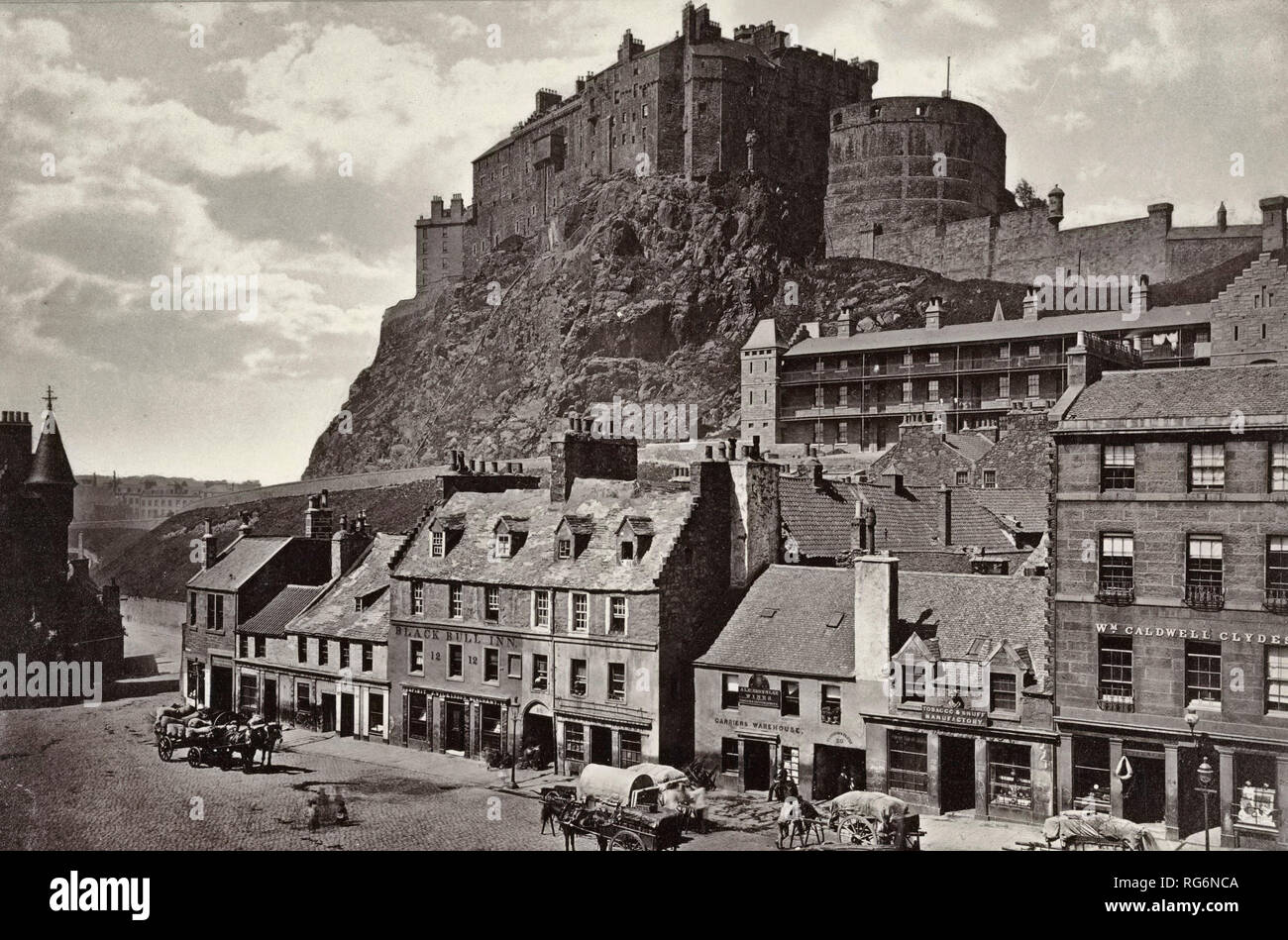 Edinburgh Castle from the Grass Market, circa 1875 Stock Photo - Alamy