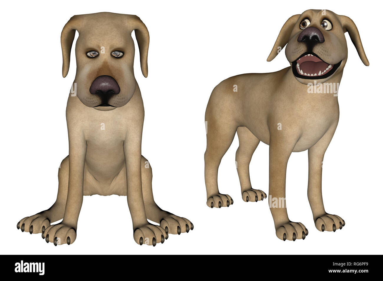 Cute cartoon dog isolated on white, 3d render Stock Photo - Alamy