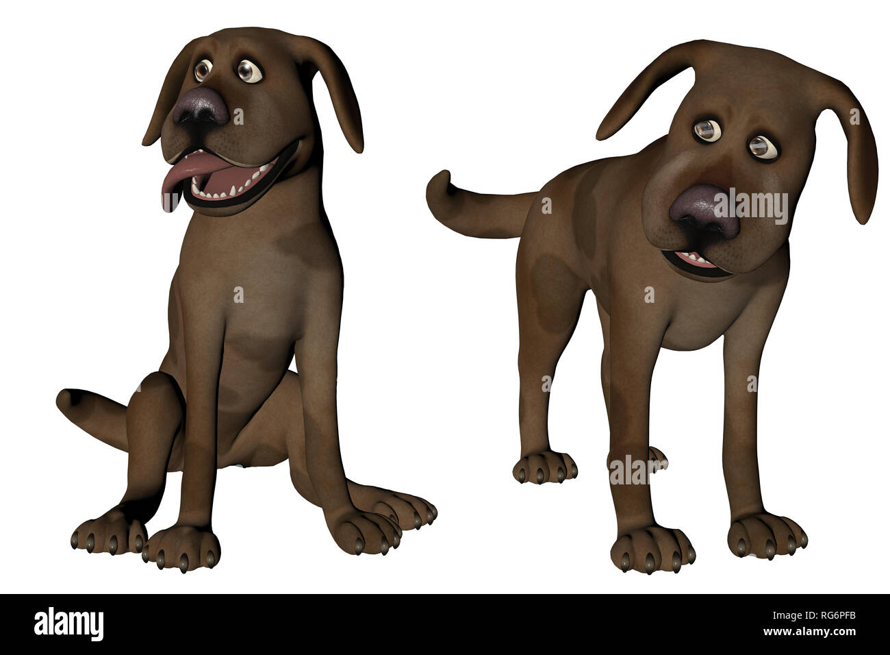 Cute cartoon dog isolated on white, 3d render Stock Photo - Alamy