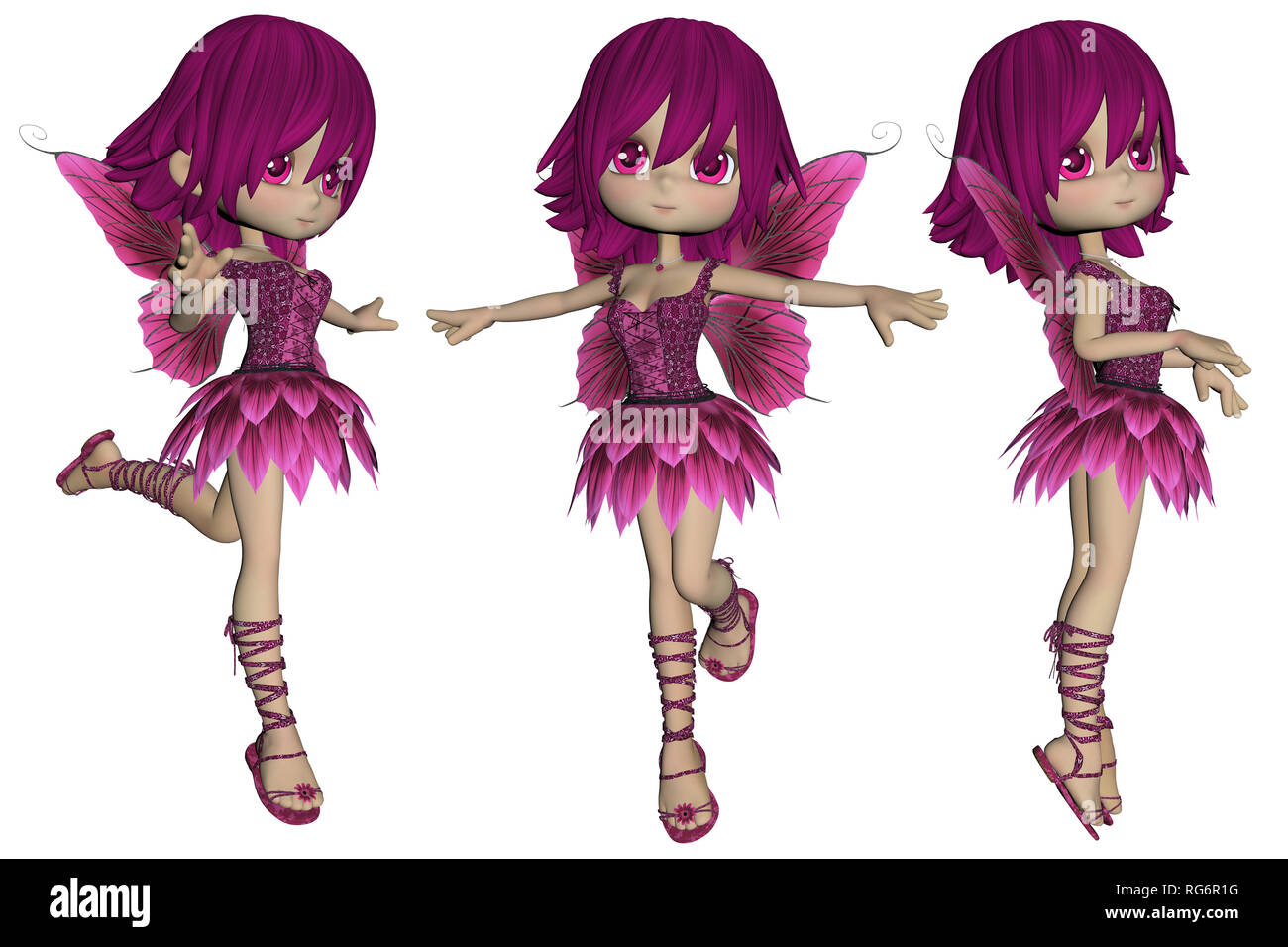 Pretty cartoon fairies isolated on white, 3d render Stock Photo - Alamy