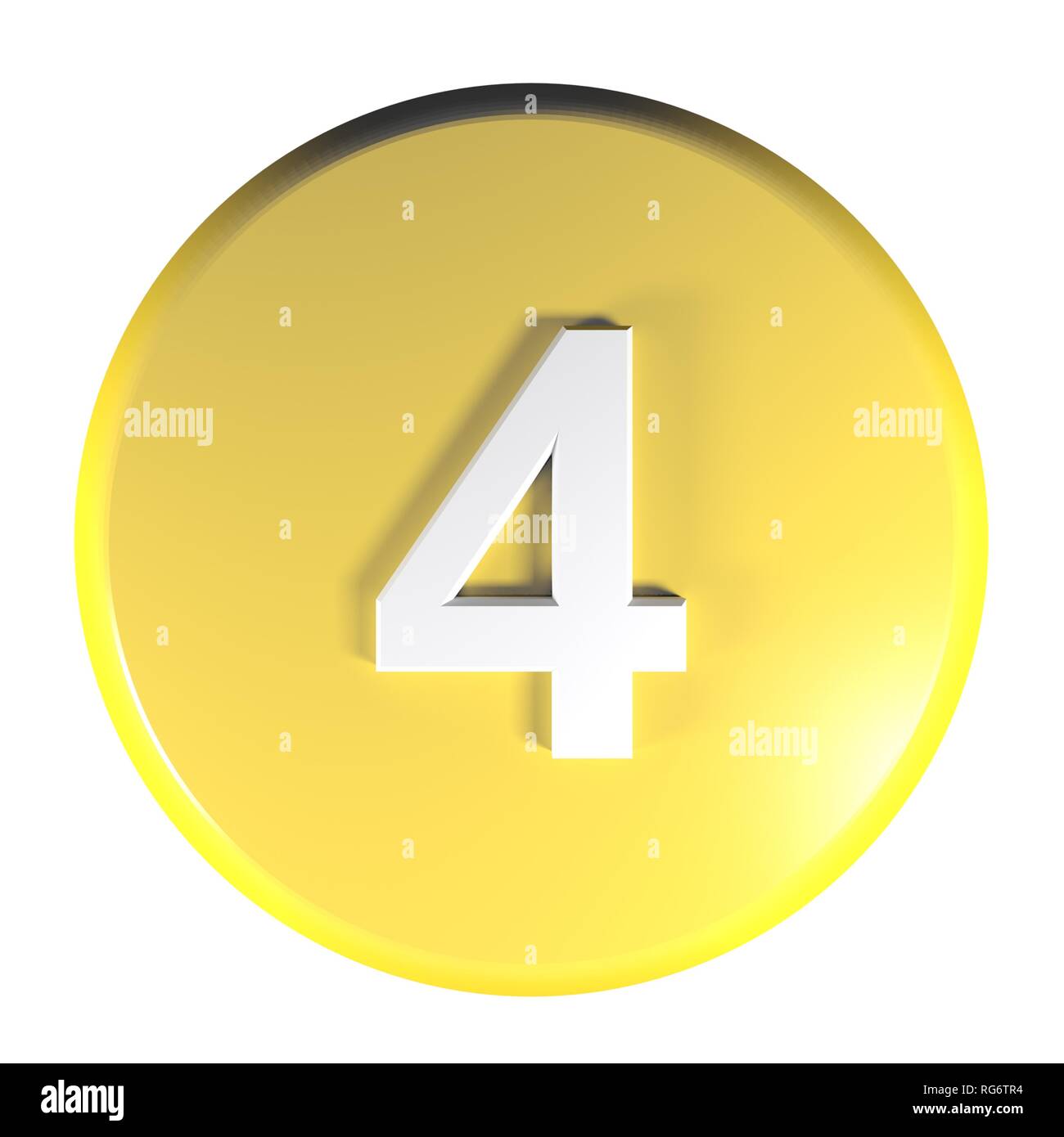 Number 4 yellow circle push button - 3D rendering illustration Stock ...