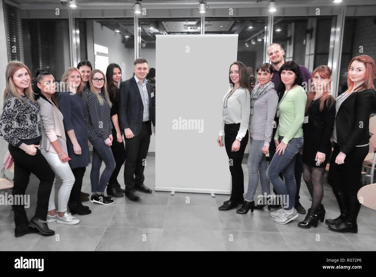 group of participants of the workshop standing in the lobby of the ...