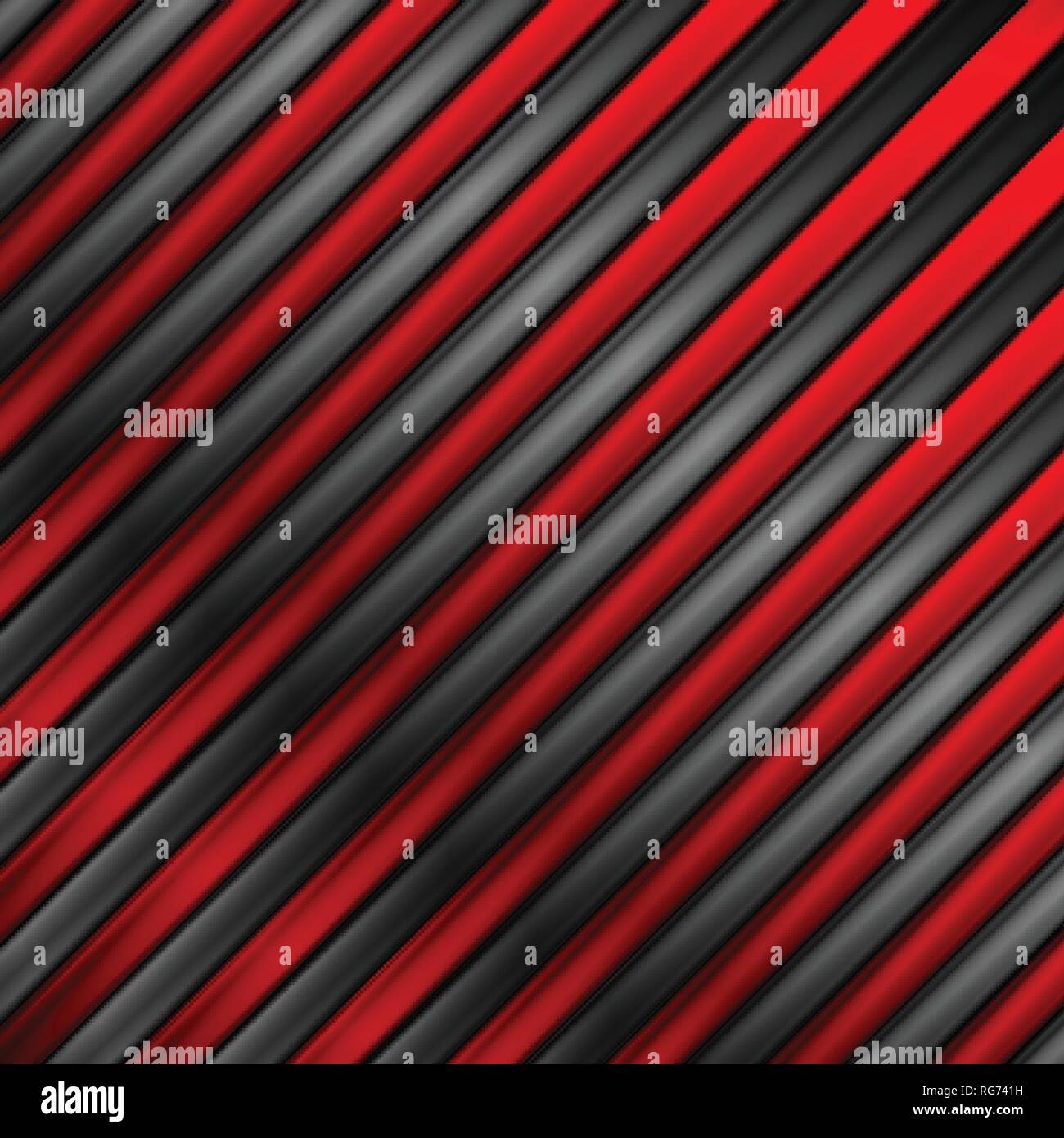 Contrast red and black glossy metallic stripes vector tech background ...