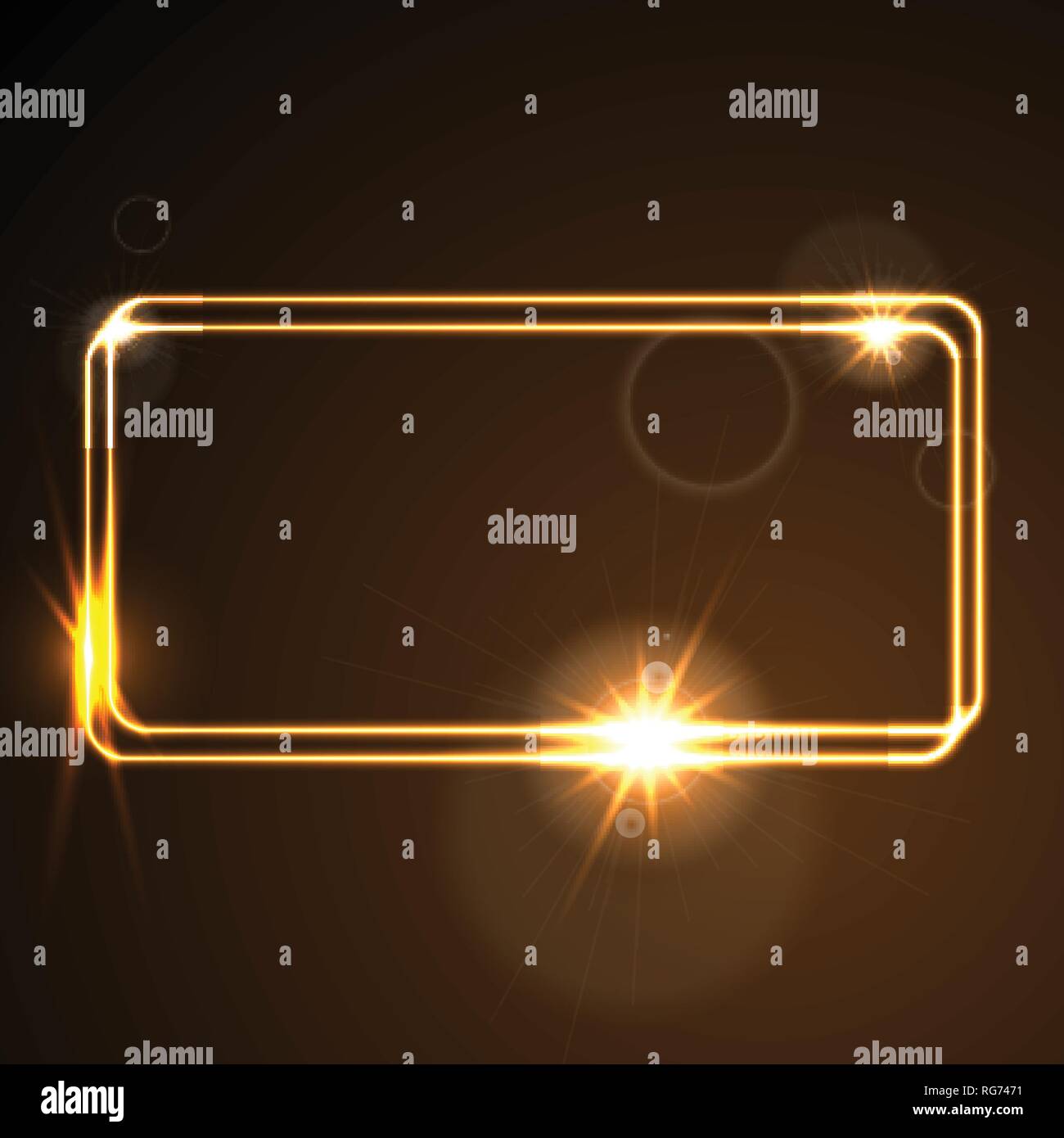 Glow orange neon bright frame shiny background. Energy effect logo ...