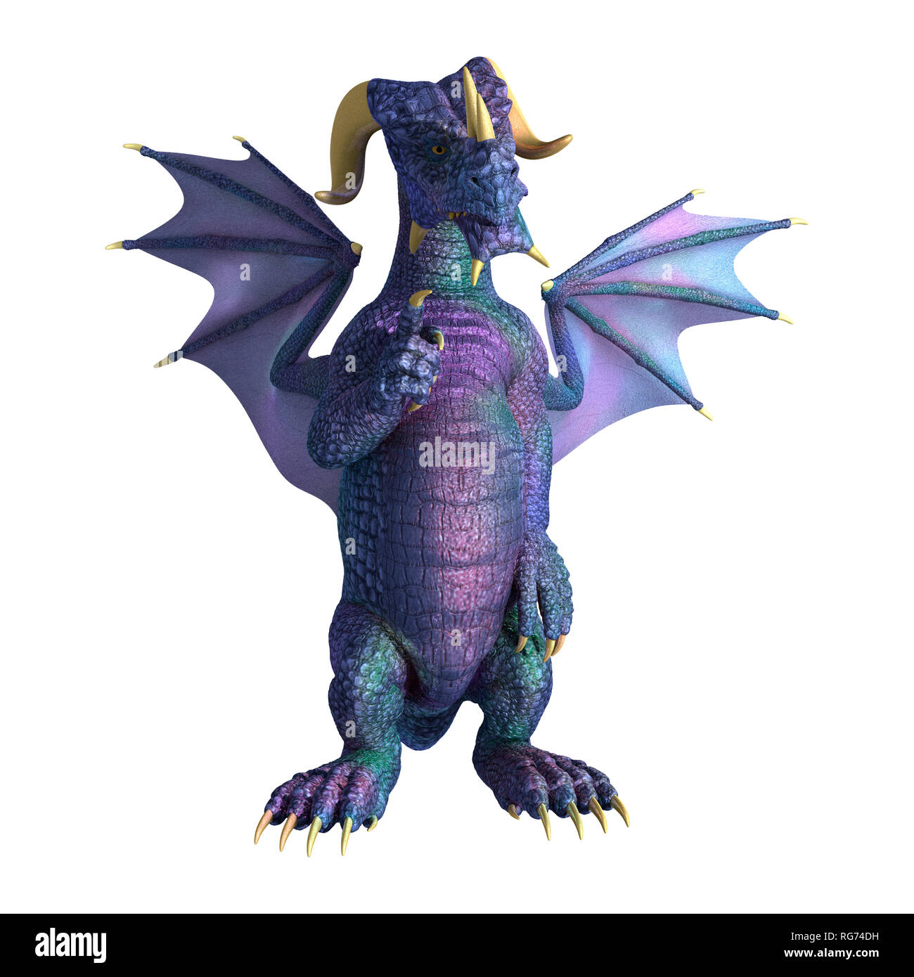 3D rendering of a blue fantasy dragon isolated on white background ...