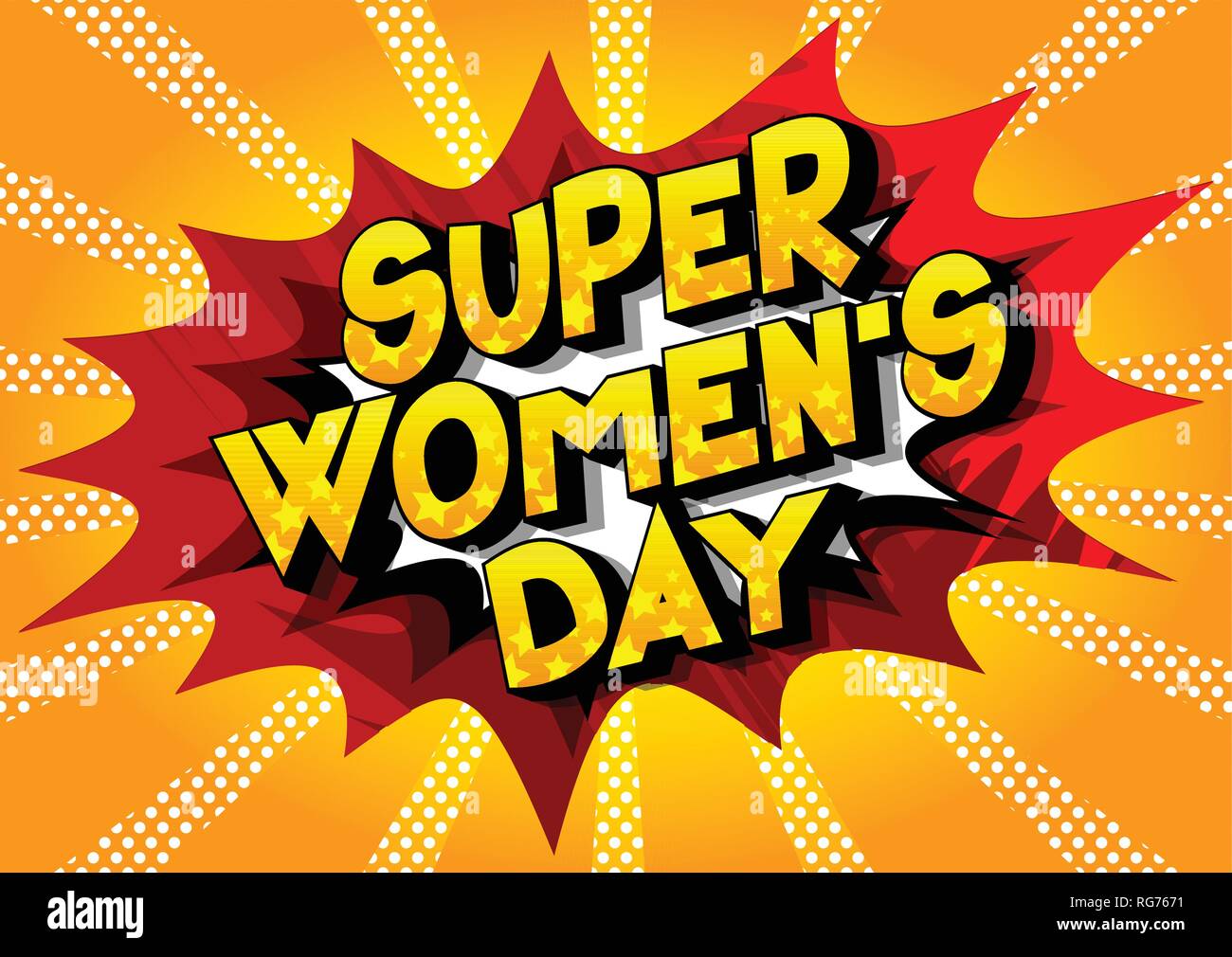 Super Women's Day - Vector illustrated comic book style phrase on ...