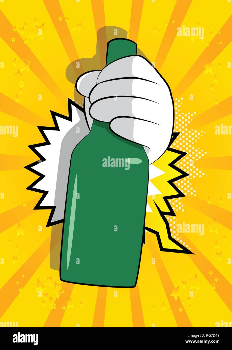 Vector Cartoon Hand Holding A Bottle Illustrated Like Hand Sign On