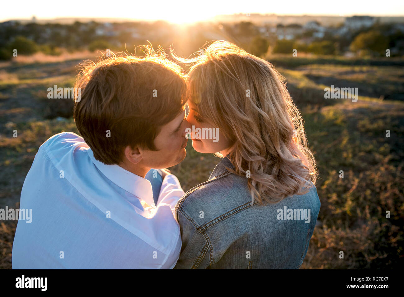 Romantic couple kiss nose hi-res stock photography and images - Alamy
