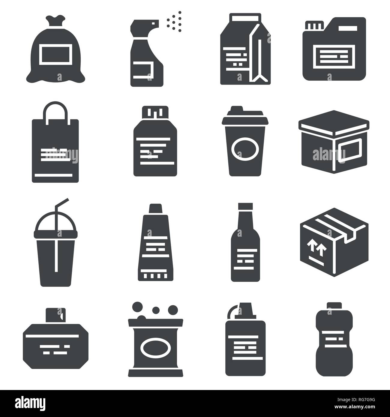 Packaging, icons set. For packaging products and materials, vector ...