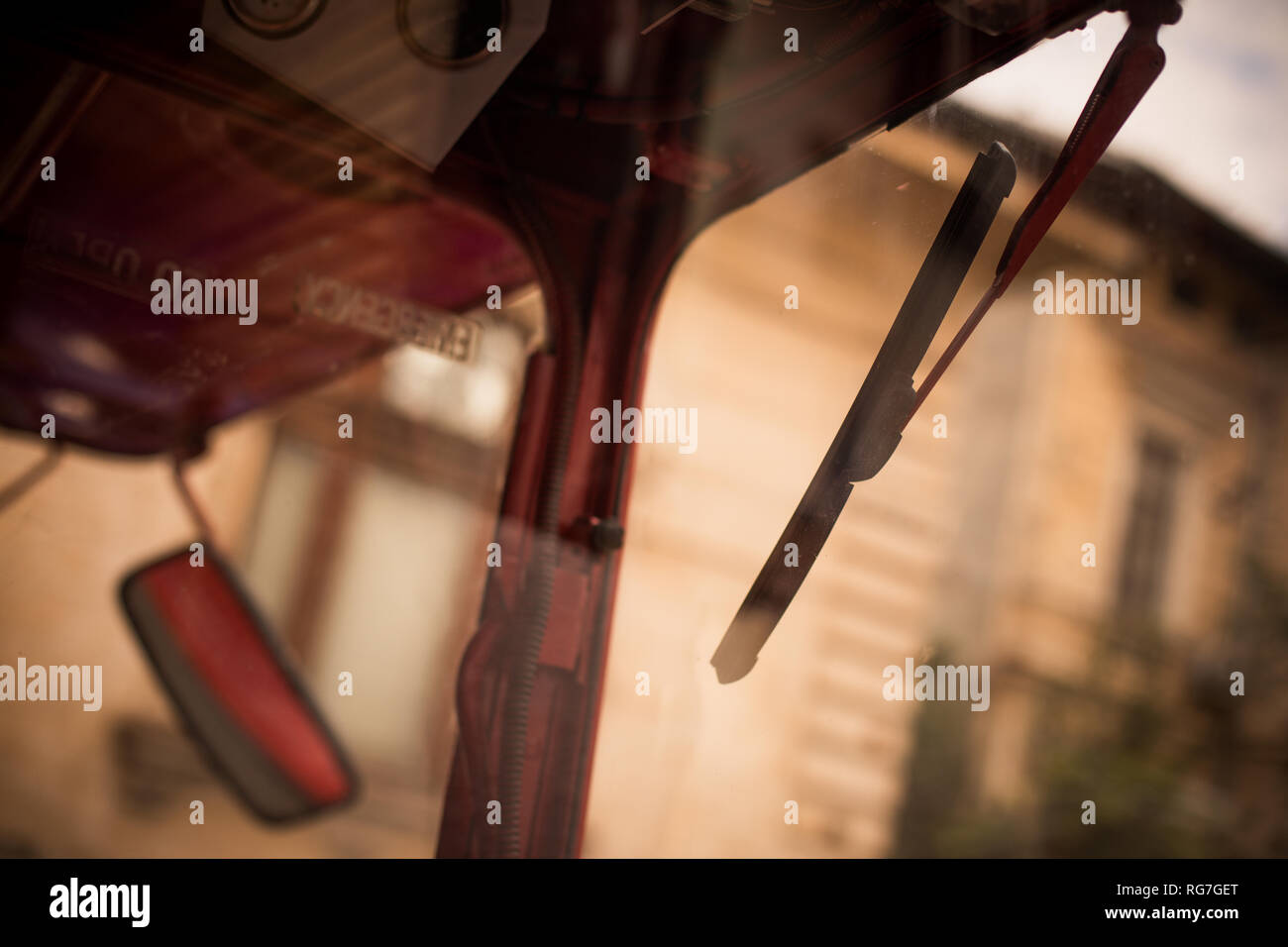 Close up shot of vintage bus windscreen wipers Stock Photo - Alamy