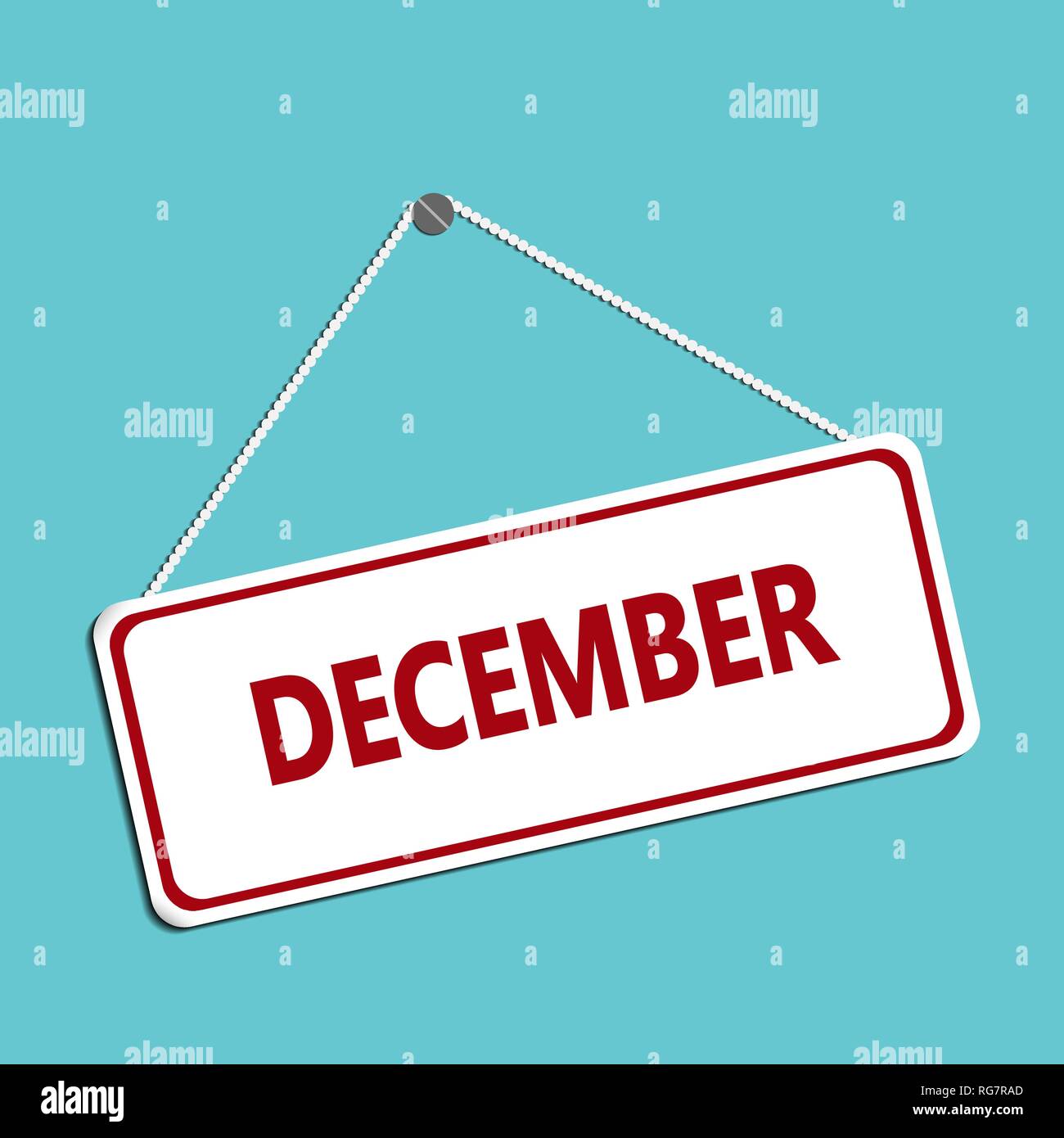 the screw hangs a sign with a chain and the inscription December Stock ...