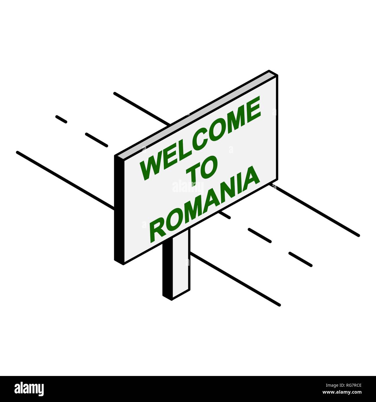 Billboard on the road with the inscription welcome to Romania Stock ...
