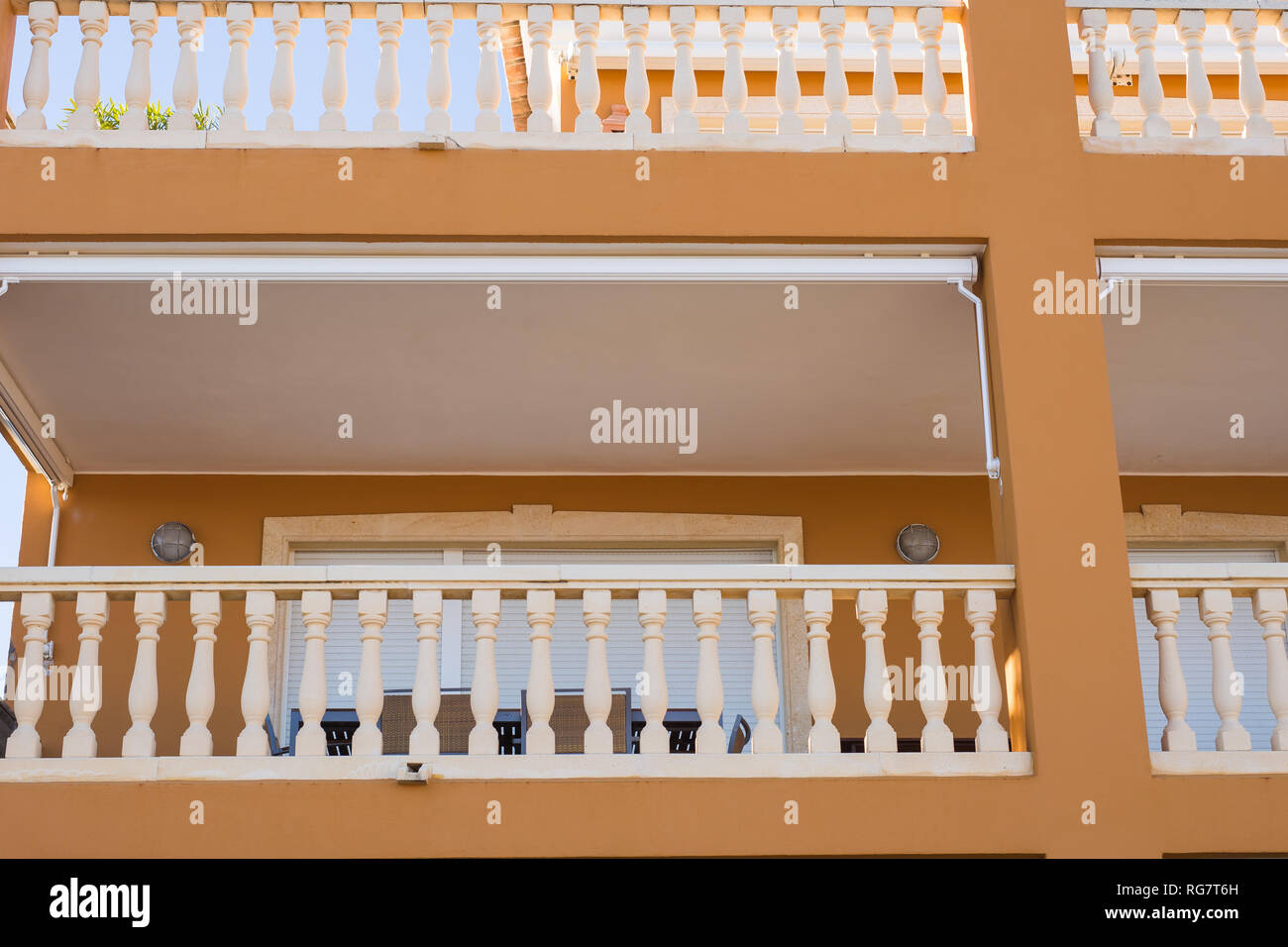 Design, architecture and exterior concept - Long balcony Stock Photo ...